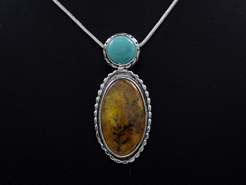 Dendrite Quartz. Sleeping Beauty Turquoise. Hand Made Pendant | eBay
