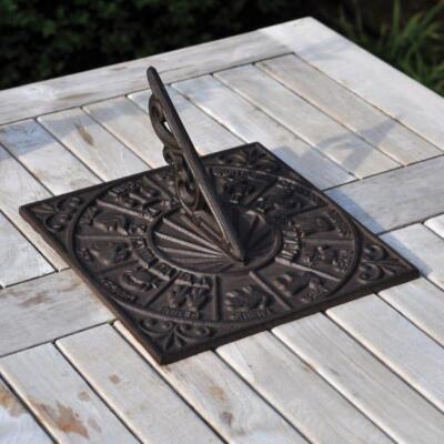 Square Cast Iron Sundial- Horizontal Sundial Square Plate Design | eBay UK