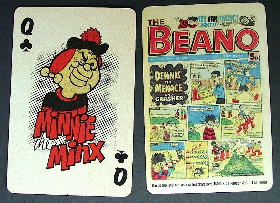 1 x playing card Beano Minnie the Minx Queen of Clubs | eBay
