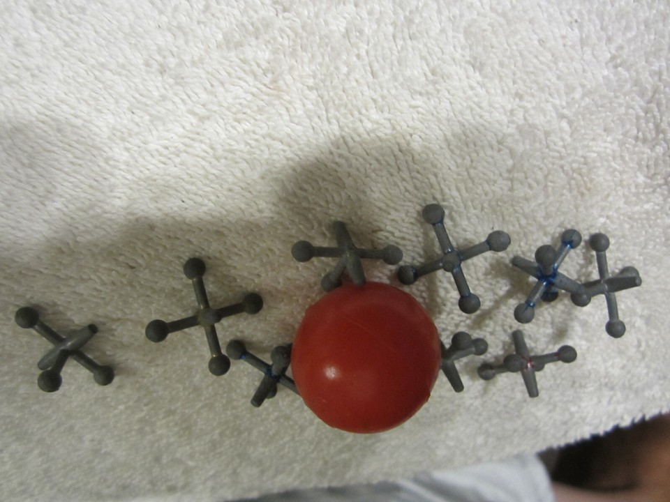 1 red ball and 9 Metal Jacks Game Toy VTG retro | eBay