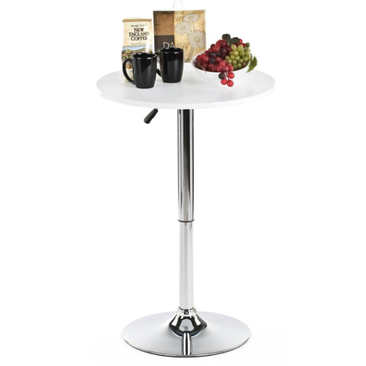 Bistro Pub Bar [360-DEGREE SWIVEL] Round Table Adjustable Height Wooden ...