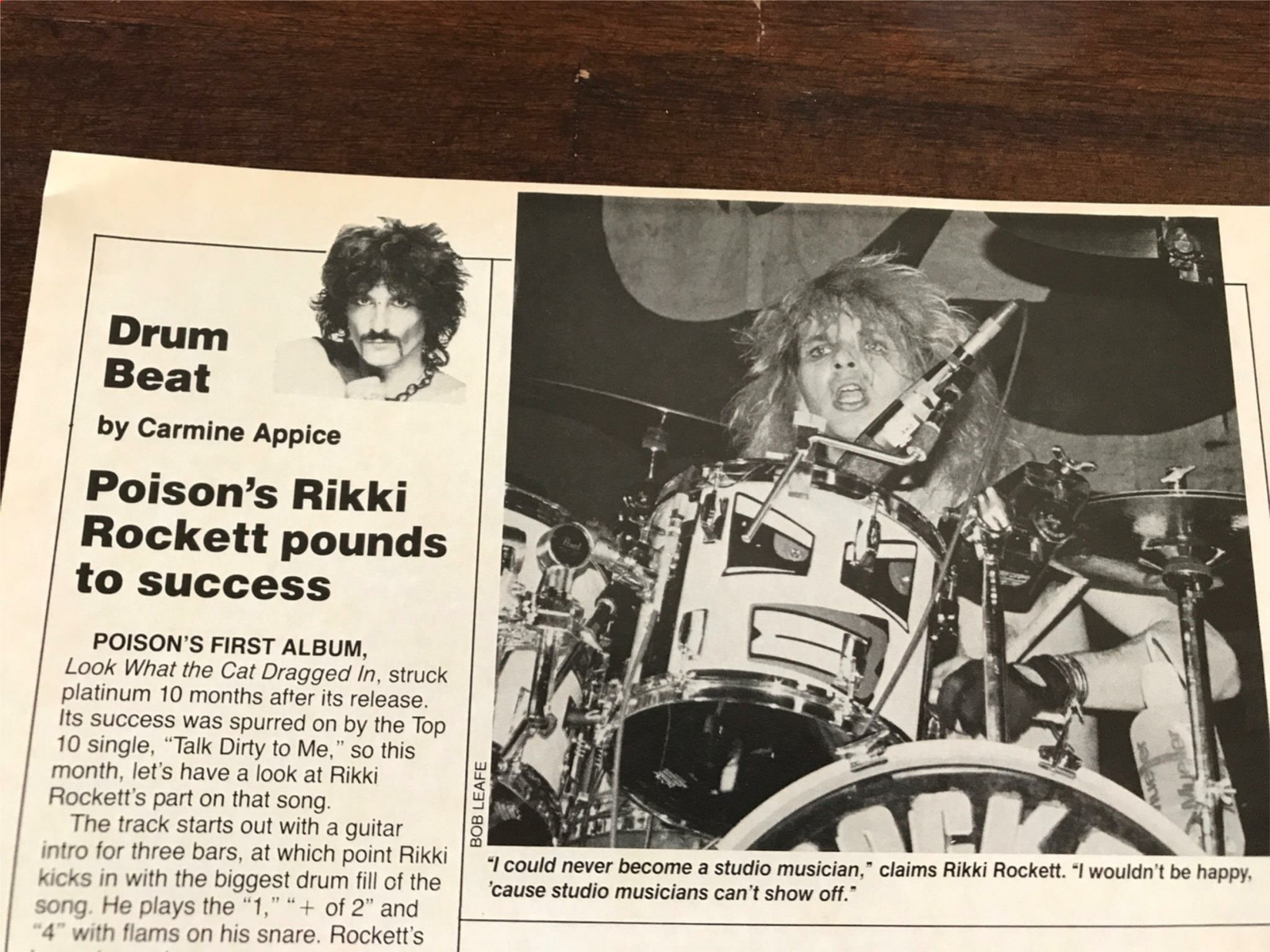 1987 VINTAGE 1 PAGE PRINT ARTICLE DRUM BEAT WITH POISON'S DRUMMER RIKKI ...