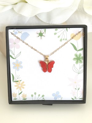 Beautiful Red Butterfly Necklace | eBay UK