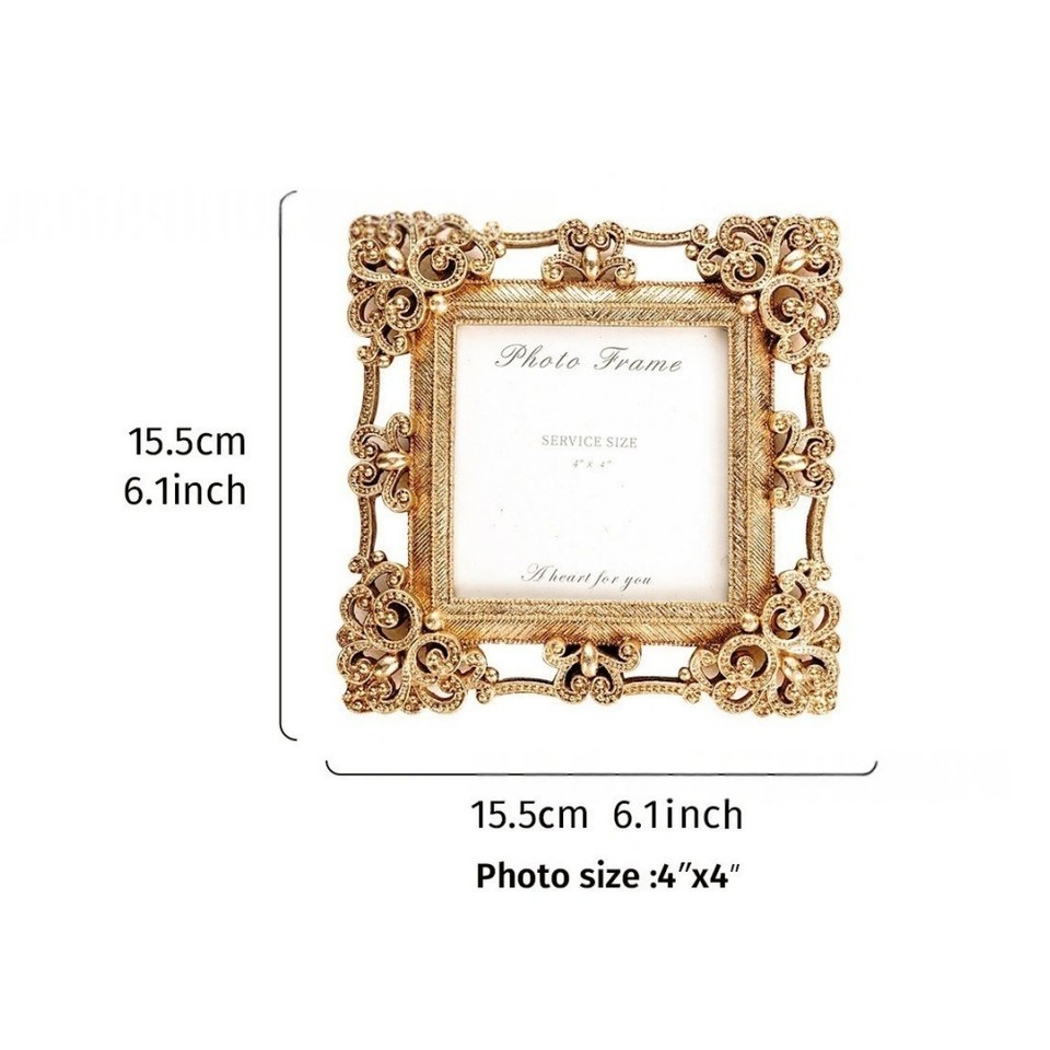 Tabletop Photo Holder Vintage Gold Frame Easel Back Resin Construction ...