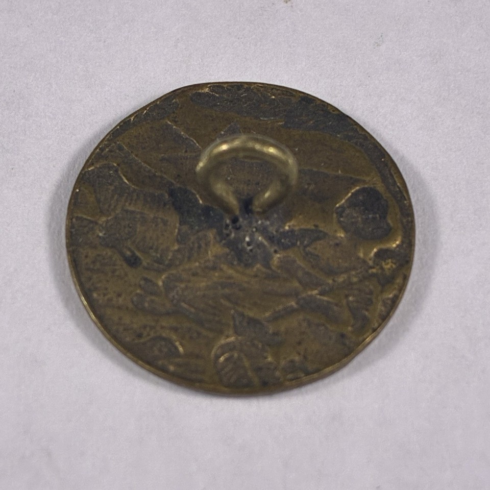 Antique Picture Button Shepherdess Woman Sheep Goat Herder Relief ...