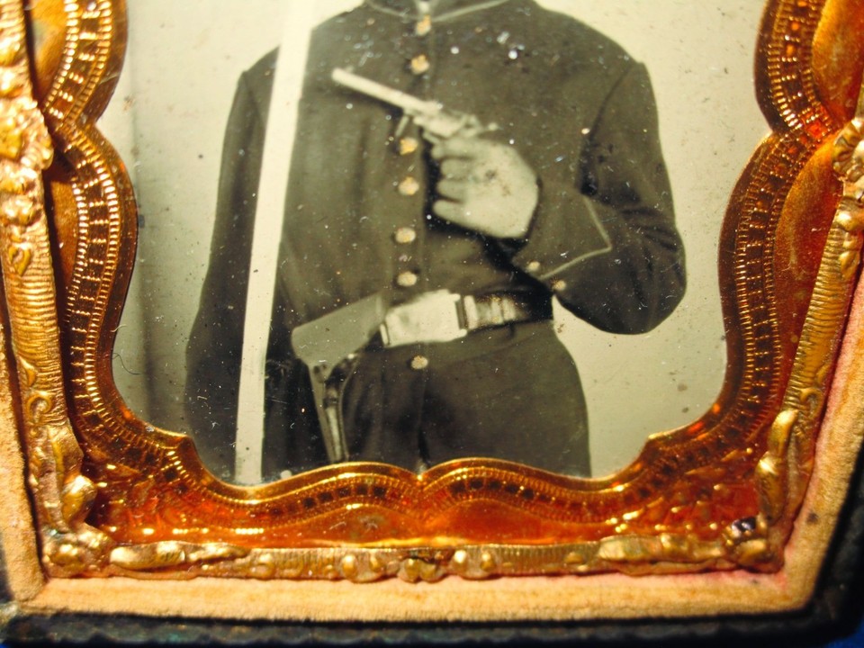 Civil War 1/9 Plate Tintype Union Officer In Uniform Holding Pocket ...