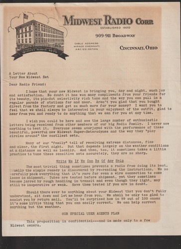Midwest Radio Corp. Cincinnati Ohio Letters and Order Blank 1932 | eBay