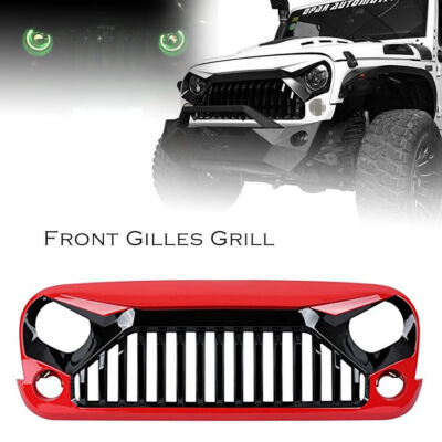 For Jeep Wrangler JK JKU 07-17 Red Front Monster Grille Grid Mesh ...