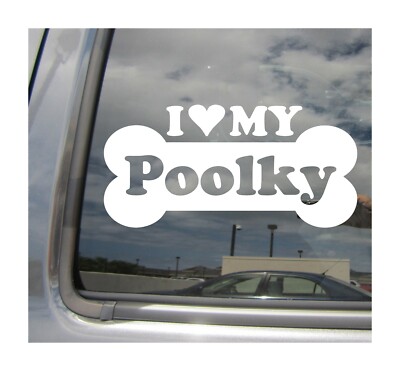 I Heart Love My Poolky - Mixed Dog Bone Car Vinyl Decal Sticker 13767 ...