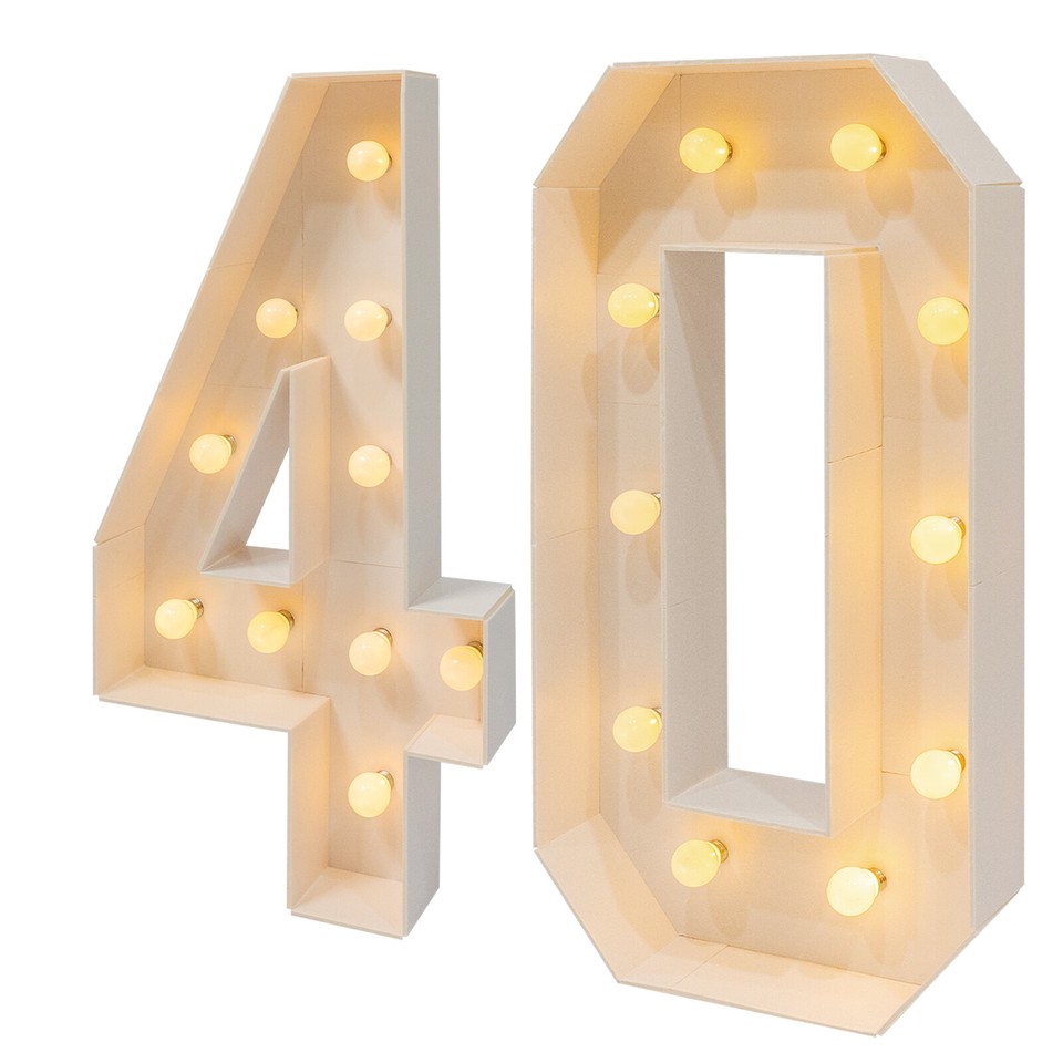 39"in H 40 Birthday Number Lights Marquee Light up Numbers 40th ...