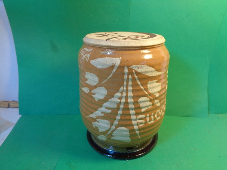 Studio Hand Crafted Pottery Utensil Container, Labeled Spoons, Signed ...