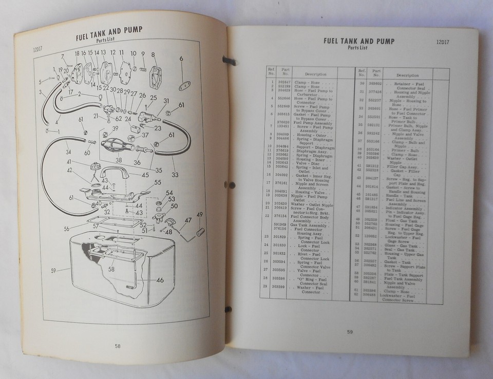 1958 GALE PRODUCTS OUTBOARD MOTORS MASTER ILLUSTRATED PARTS CATALOG | eBay