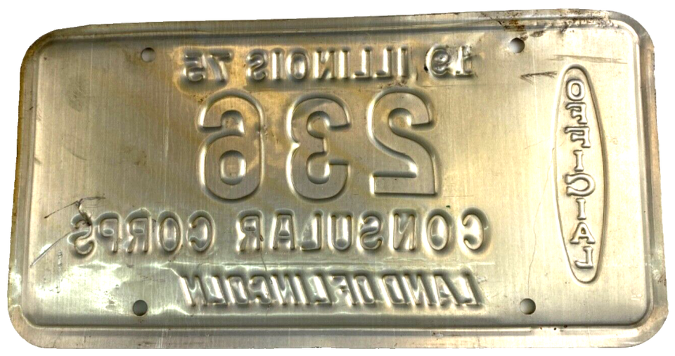 Vintage Illinois 1975 Consular Corps License Plate Government Decor ...