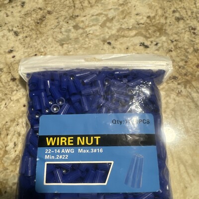 Blue Wire Twist Nut (1000 Pc) 22-14 gauge Electrical Wire Connector ...