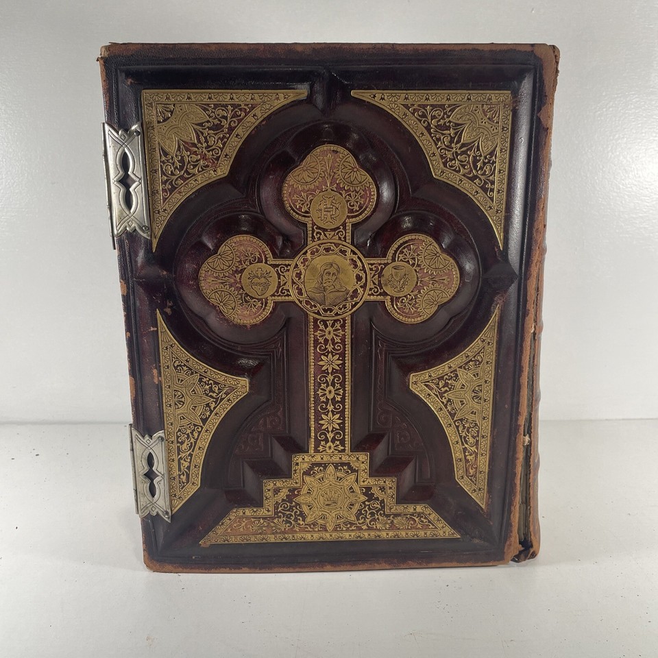 1885 Leather FAMILY CATHOLIC DOUAY RHEIMS BIBLE HAYDOCK No Writing | eBay