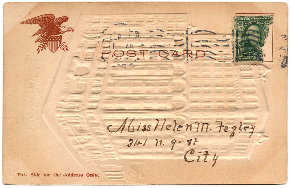 1903 Philadelphia PA The Betz Building Embossed Hand Color Glitter UDB ...