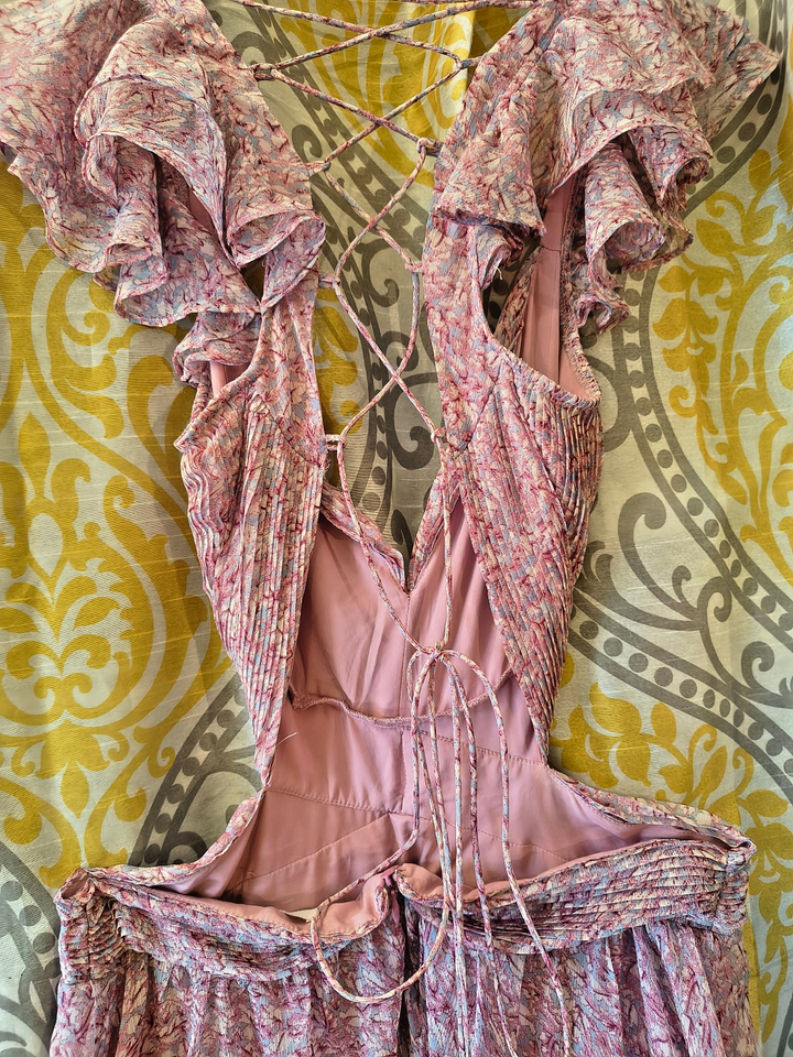 Astr the label pink floral maxi dress with fluffer sleeves and strappy ...