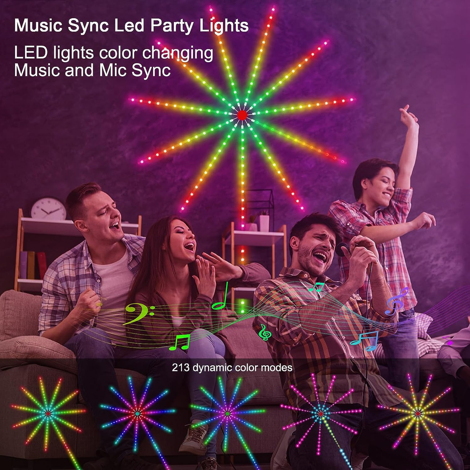 Smart Firework Led Lights Indoor, Led Fireworks Lights Music/Mic Sync ...