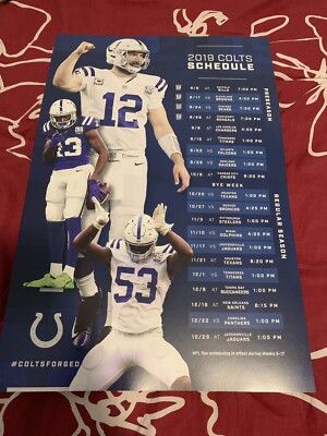 Indianapolis Colts 2019 Team Schedule Poster 14x20 Andrew Luck Darius ...