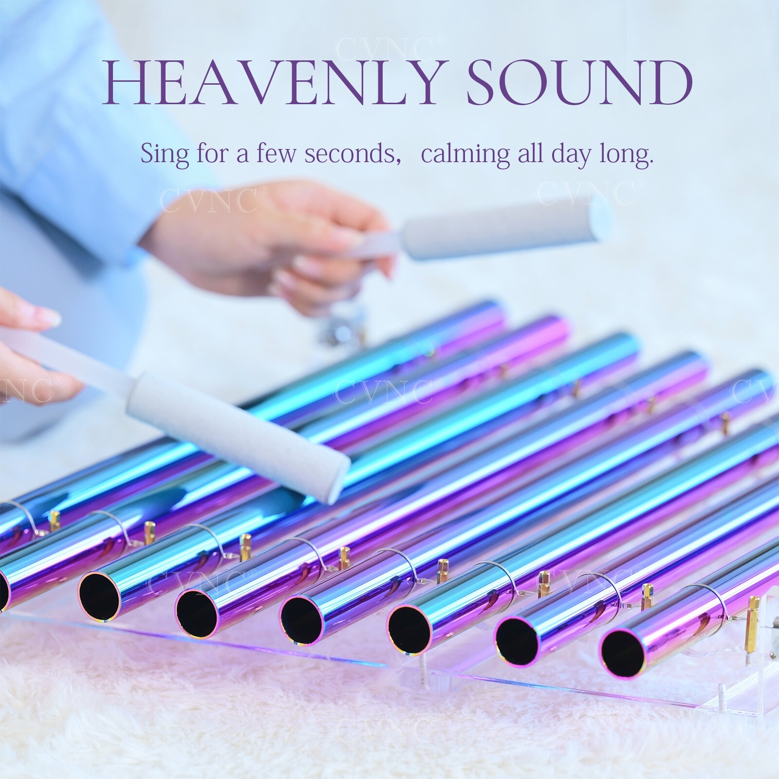CVNC 432HZ 8 Tubes Aurora Realm Multiple Colored Crystal Singing Harp ...