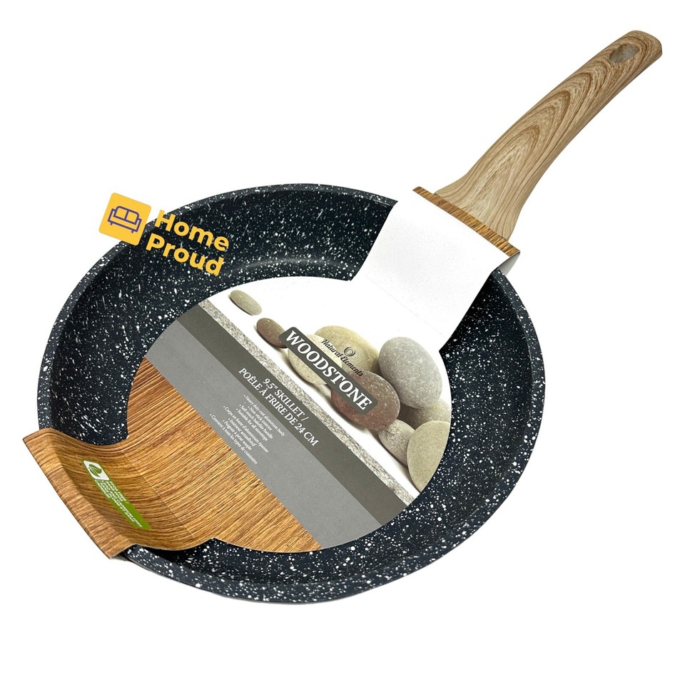 Nonstick Frying Pan Skillet 9.5 Inch WOODSTONE Premium Kitchen Cookware ...