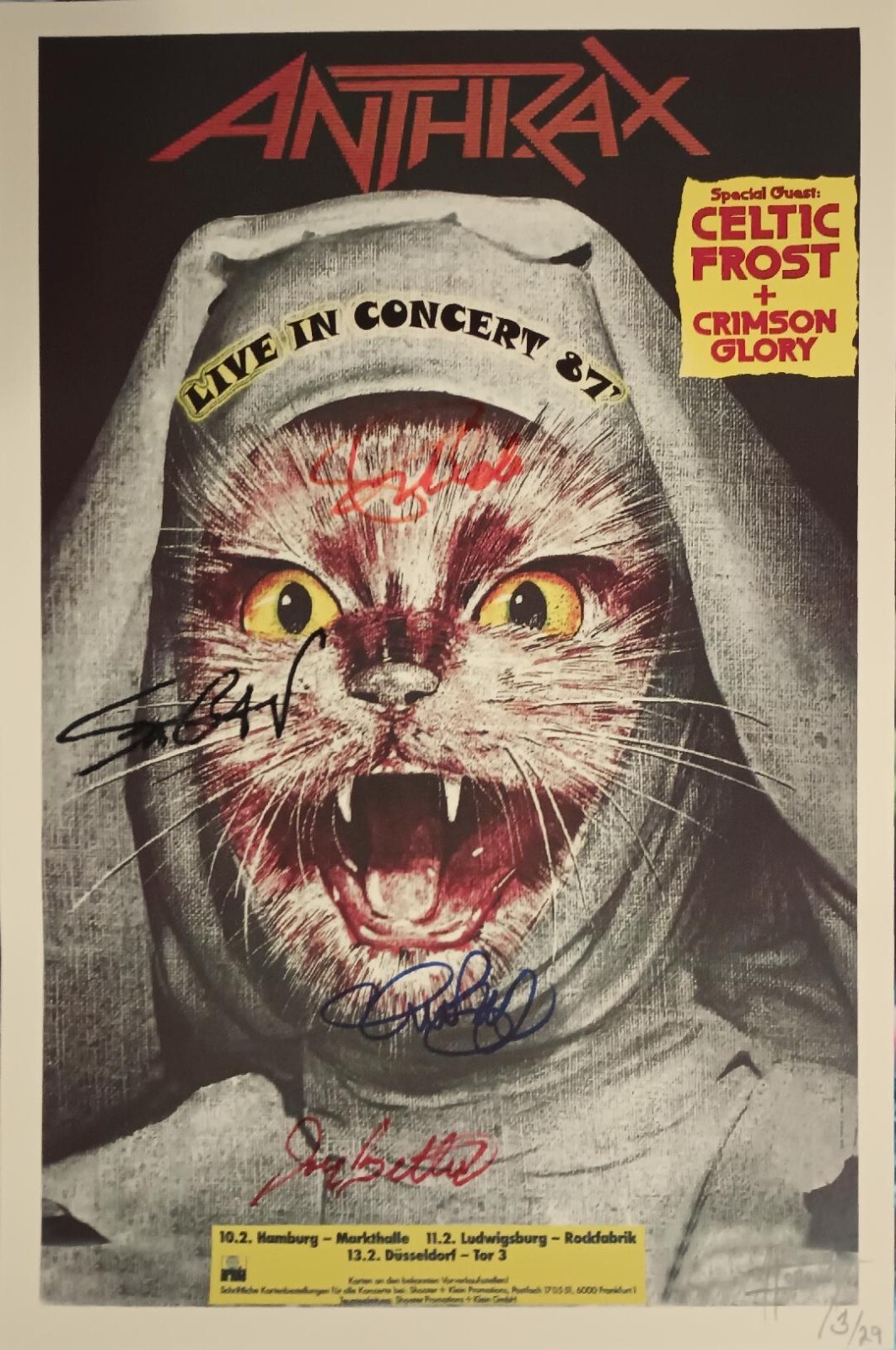 1987 Anthrax concert Poster Wall Art Print facsimile autographs size ...