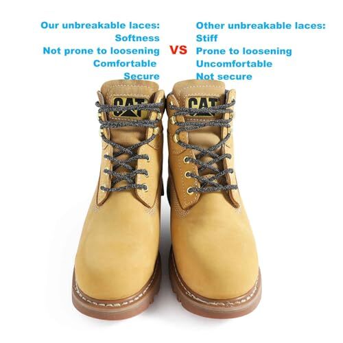 63 Inch Round Work Boot Laces Tough Shoe Laces with Metal Tips for ...