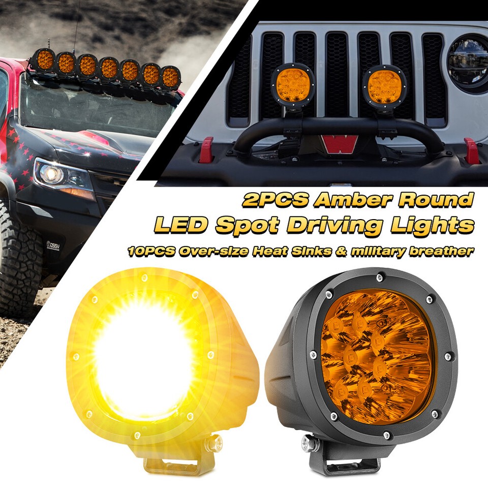2X 2.5" 3.5" 4" LED Round Driving Work Lights Yellow White Offroad ...