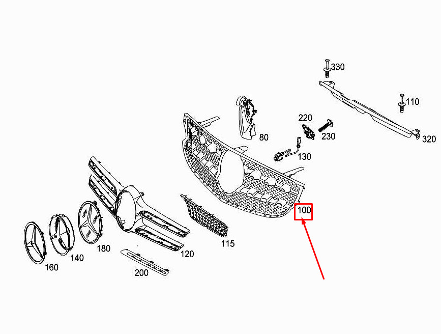 NEW MERCEDES-BENZ GLC X253 FRONT RADIATOR GRILLE A2538880100 ORIGINAL ...