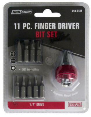 Magnetic Precision Finger Driver Bit 11 Piece Set, 1/4" Hex Drive Bits ...