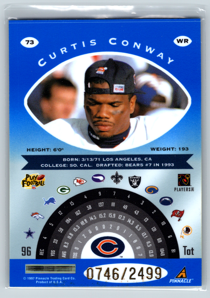 Curtis Conway 1997 Pinnacle Totally Certified Platinum Blue SN2499 #73 ...