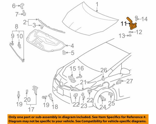 53420-47070 Toyota Hinge assy, hood, lh 5342047070, New Genuine OEM ...