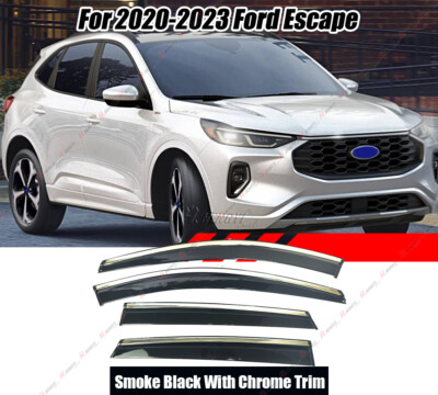 Vent Deflector Wind Rain Guards Chrome Trim For Ford Escape 2020 2021 ...
