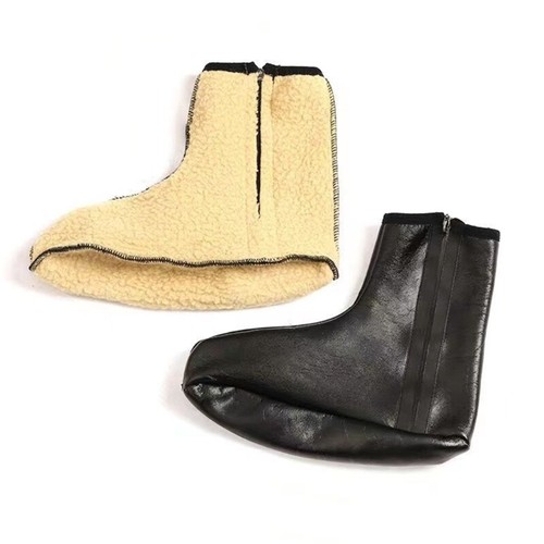Waterproof PU Leather Slipper Socks Fleece Lined Thermal Socks for ...