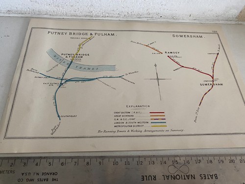 PUTNEY FULHAM SOUTHFIELDS WANDSWORTH RAMSEY SOMERSHAM AIREY RAILWAY MAP ...