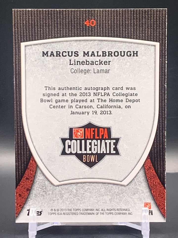 2013 Bowman Marcus Malbrough Topps NFLPA Collegiate Bowl Auto - Lamar ...