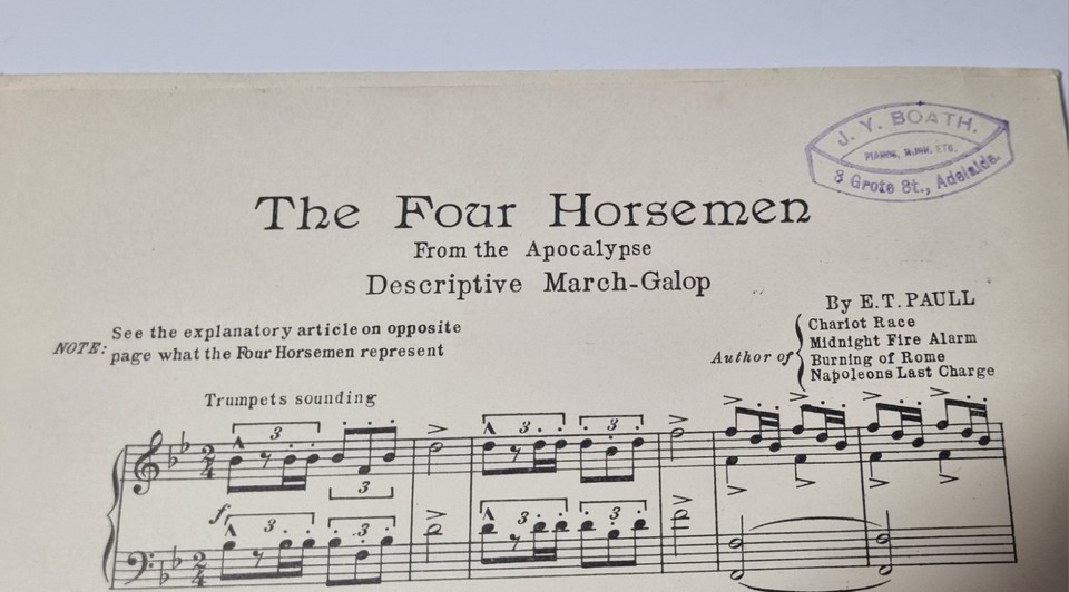 Four Horseman of Apocalypse March ET Pauls Sheet Music 1924 Albert ...