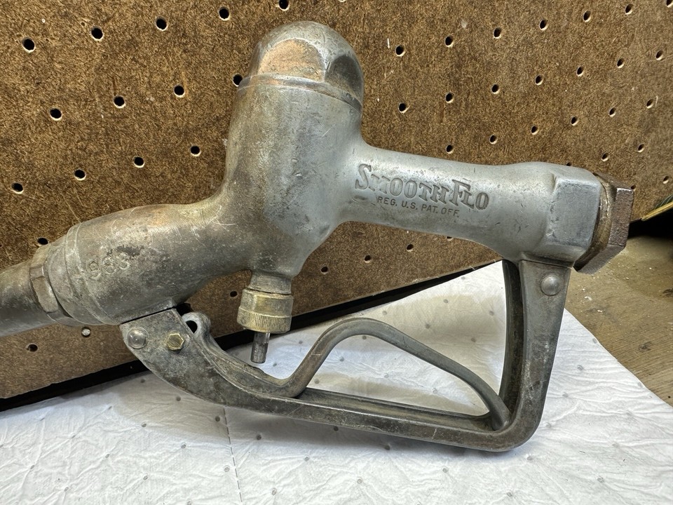 ANTIQUE SMOOTHFLO GAS PUMP OLD STATION VINTAGE VISIBLE CLOCKFACE •BRASS ...