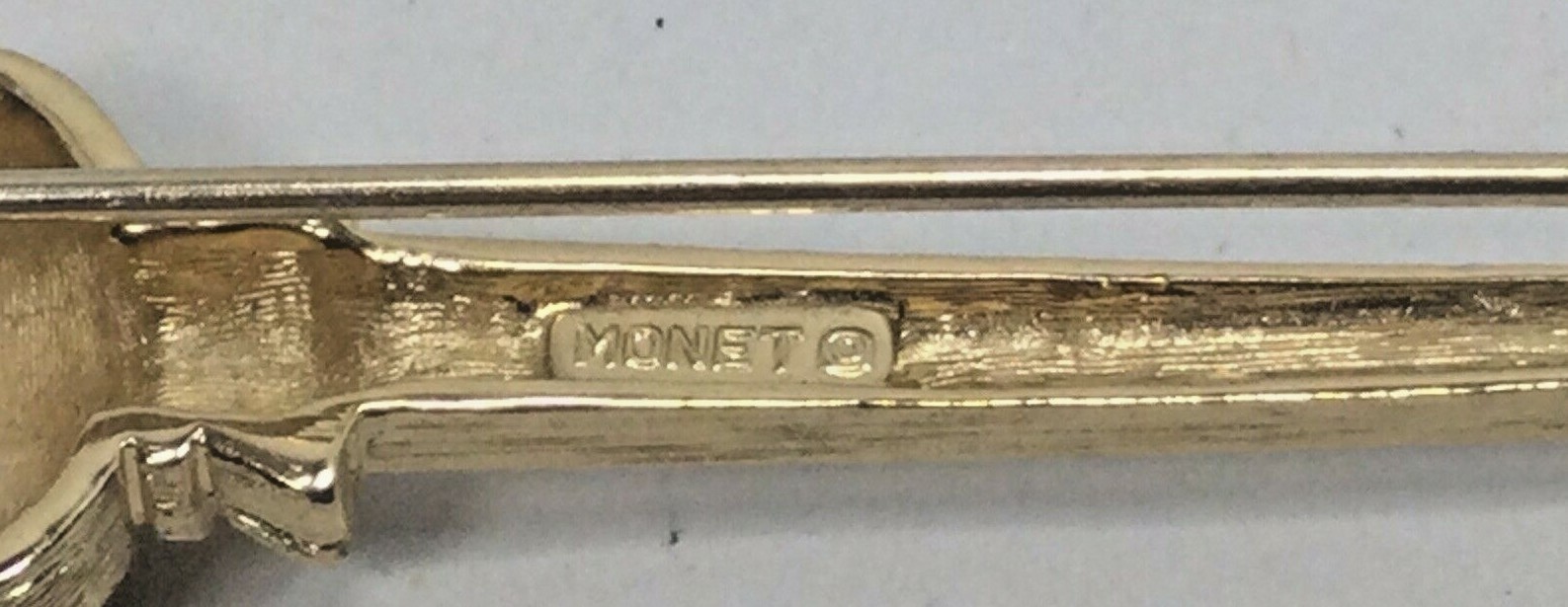 Vintage MONET Heraldic Scepter Sword Gold Tone Brooch… - Gem