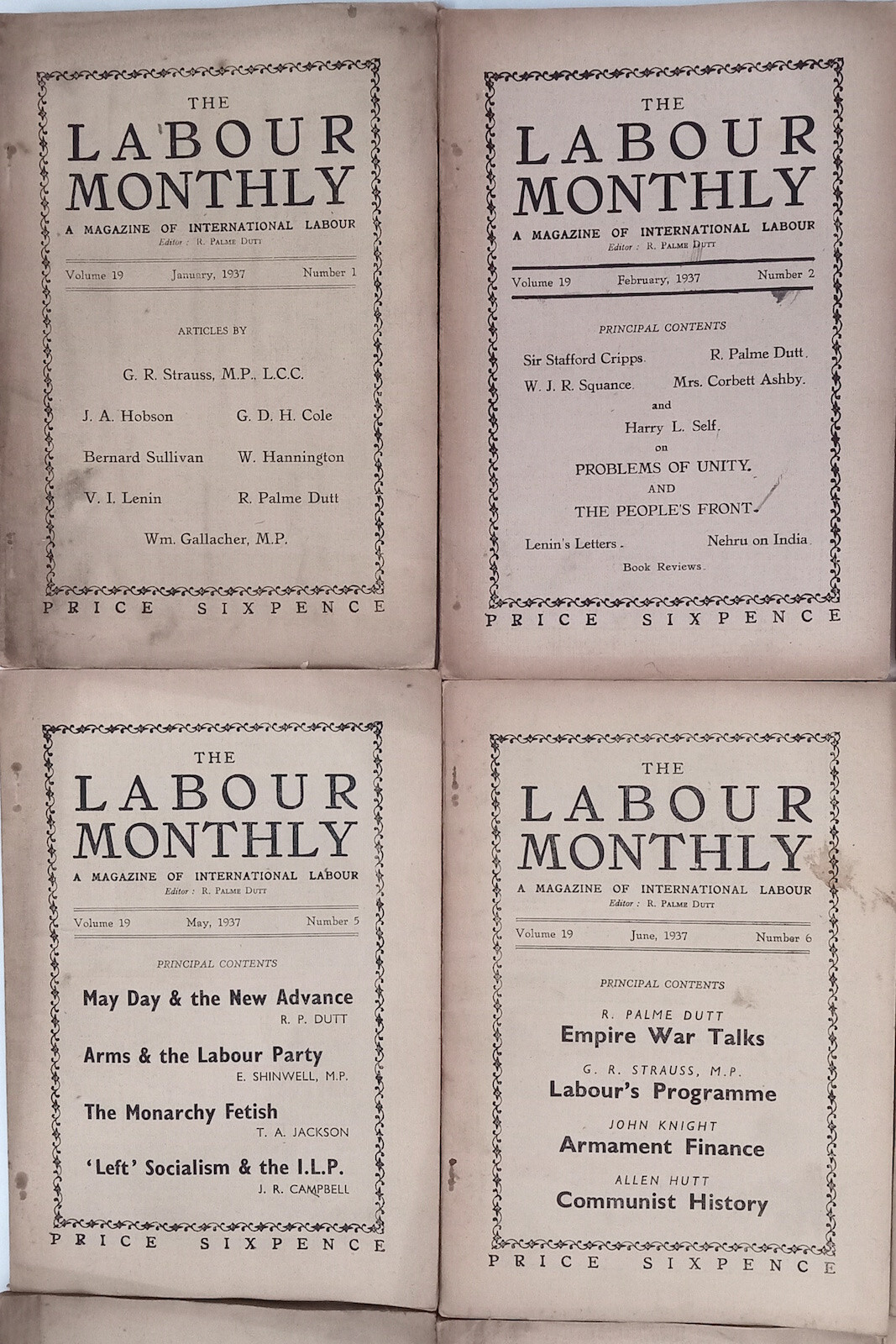 Labour Monthly 23 issue lot 1936 1937 1938 International Labor ...