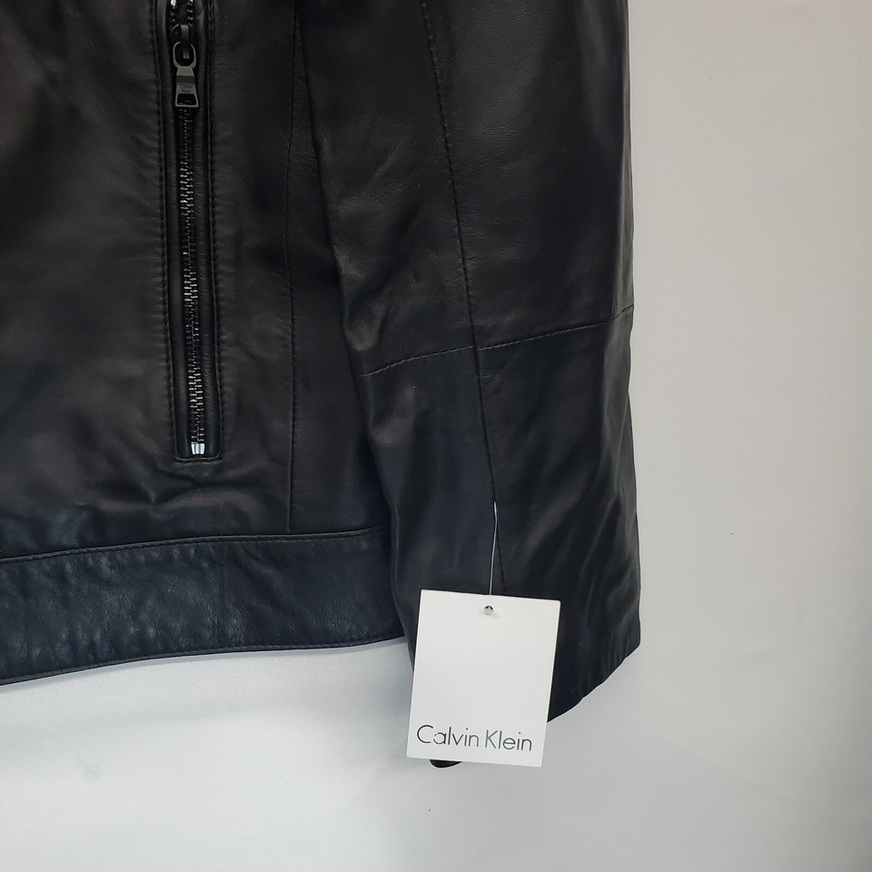 Calvin Klein Men's Black Leather Jacket ~ NEW WITH TAGS - MSRP $525 ...