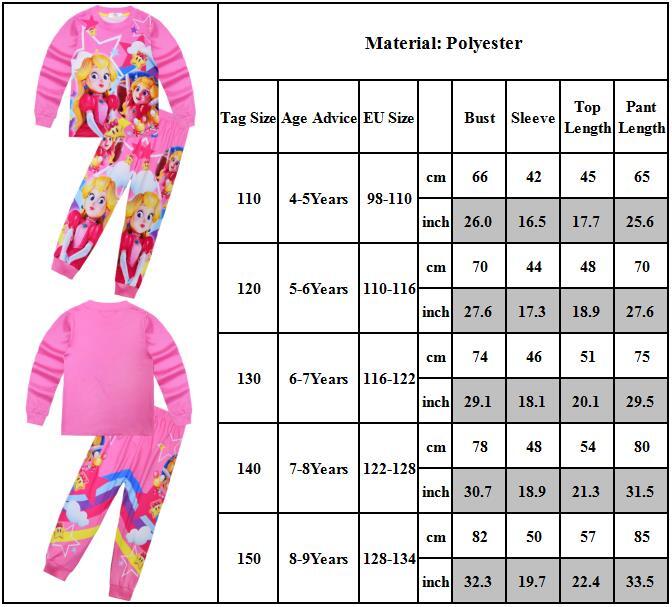 Kids Girl Princess Peach Super Mario Pajamas Pyjamas Nightwear Pjs Set ...