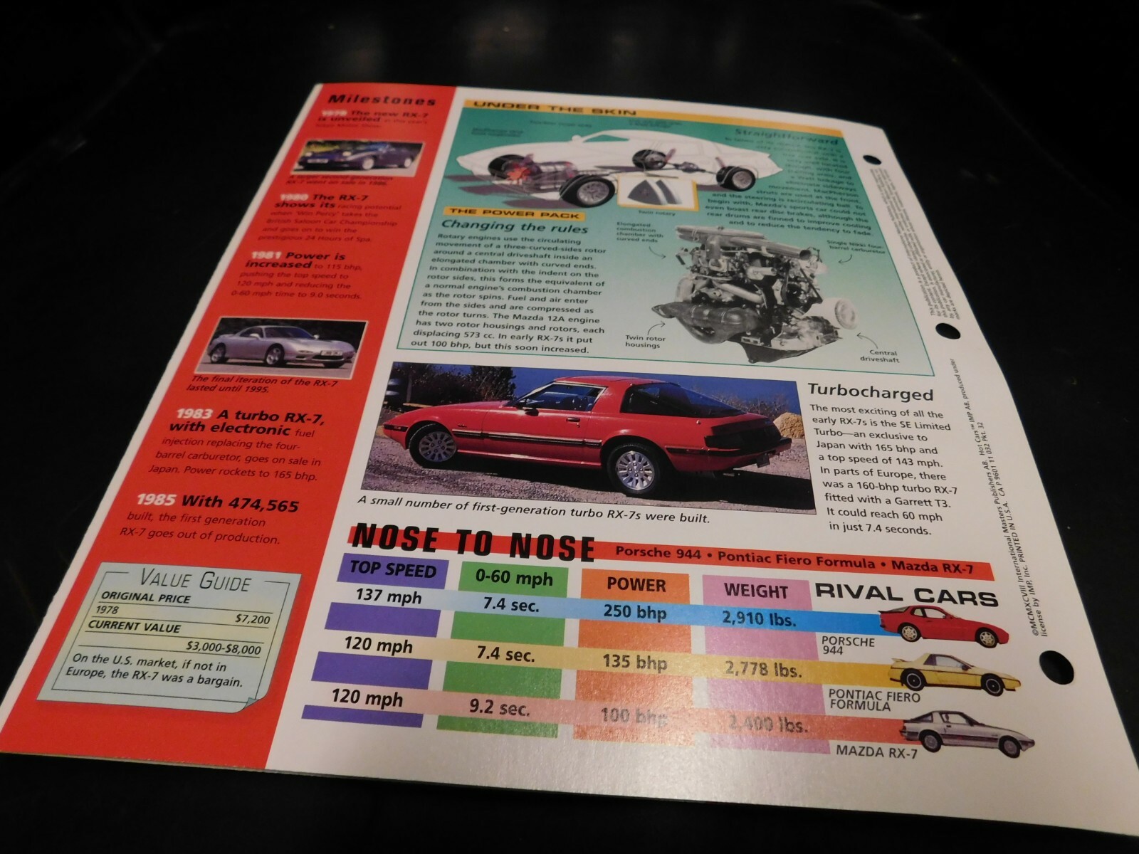 1978-1985 Mazda RX-7 RX7 Spec Sheet Brochure Photo Poster 79 80 81 82 ...