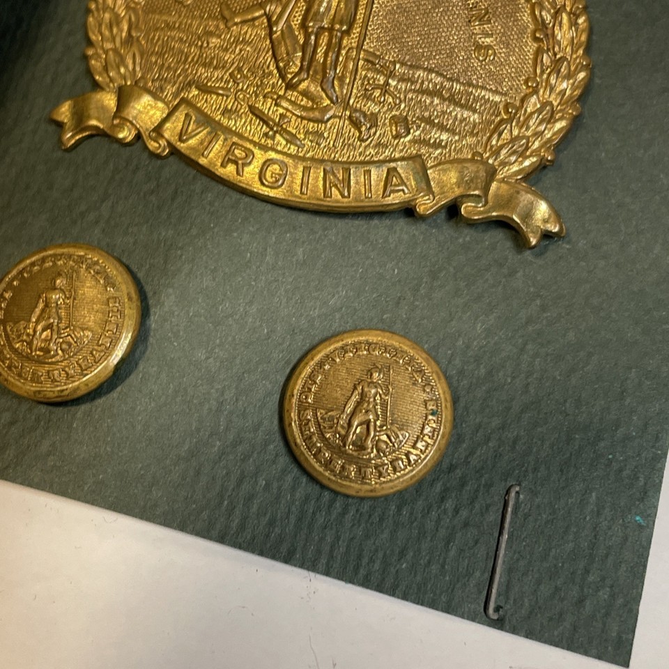 VMI Virginia Military Institute Brass Hat Pin Badge Emblem Button Set ...