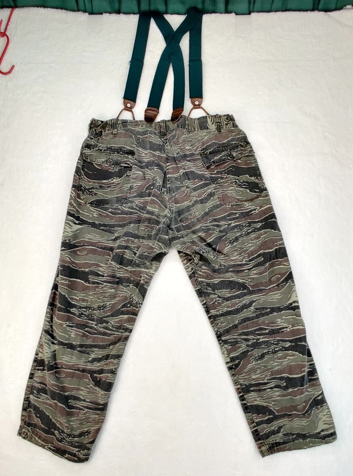 Vintage 70s Ranger Camo Pants W/Suspenders Made in USA Hunting 2492 | eBay
