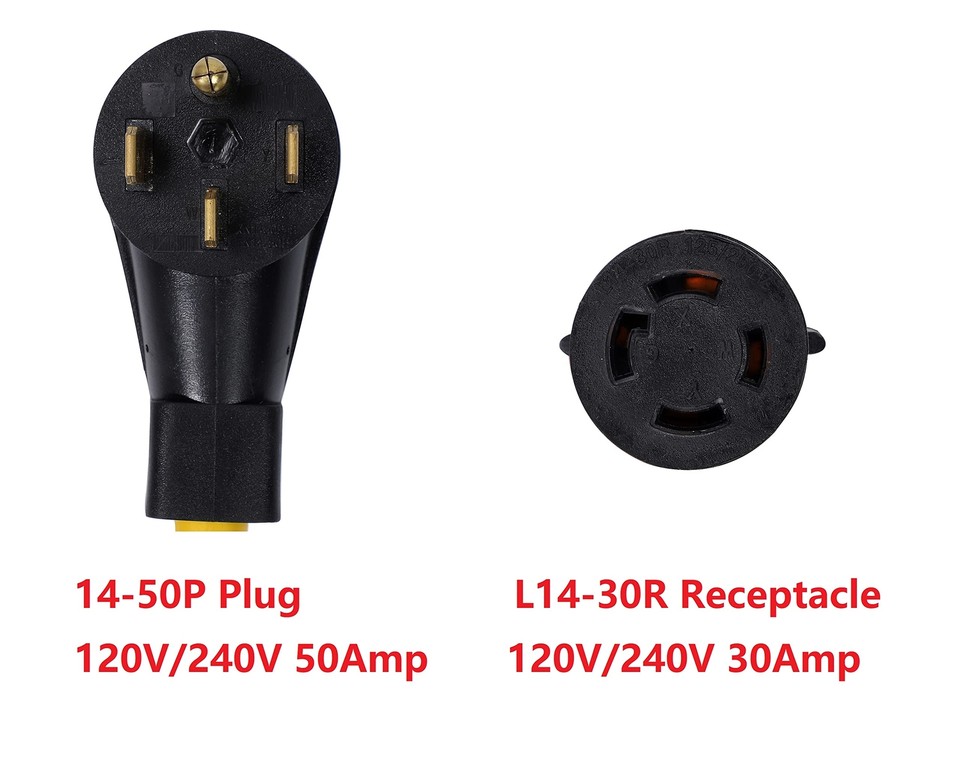 NEMA 14-50P to L14-30R 120V/240V 50 Amp 4 Prong Male Plug 799695358137 ...