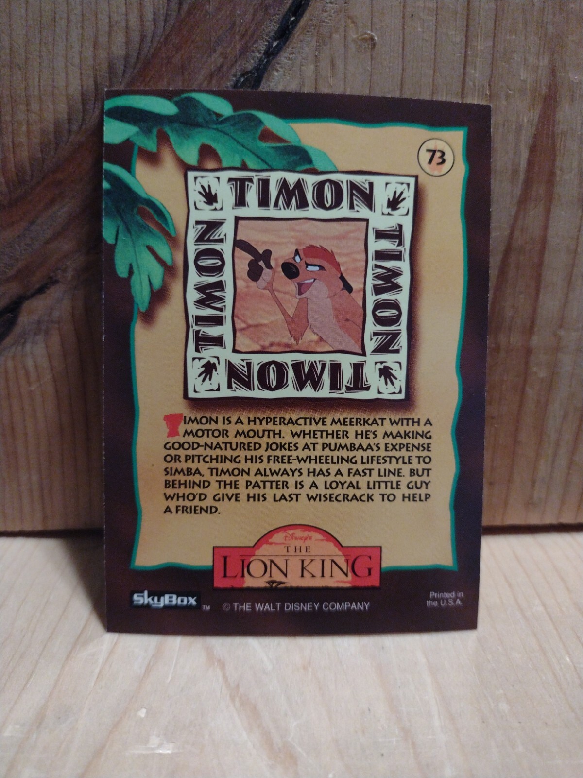 1994 Skybox The Lion King: Series 1. #73 TIMON . Disney Trading Card ...