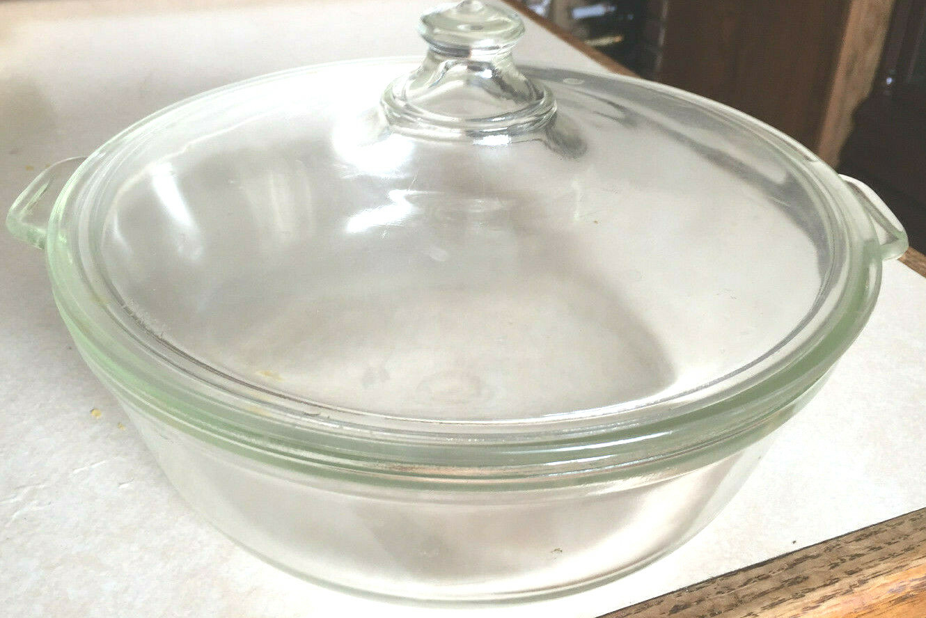 Pyrex Vision Corning Clear Glass Serving Dish w/ cover | eBay