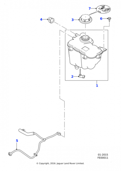 JAGUAR F-Pace Radiator Coolant-Recovery Tank Bottle Overflow Hose ...