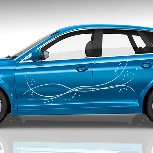 Side decor dots lines stripes abstract car sticker tuning sticker #1285 ...